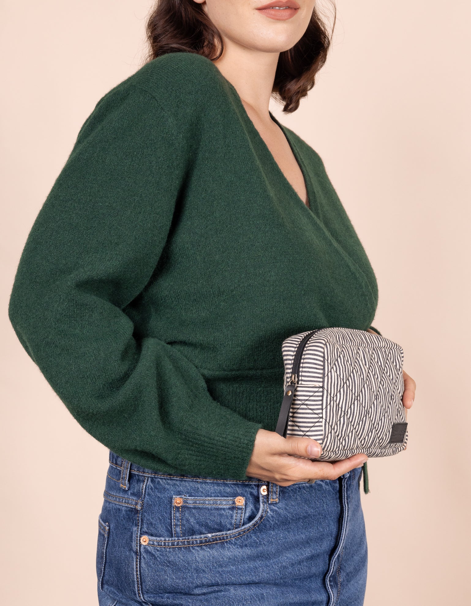 Bella Pouch - Cotton Black Classic Leather