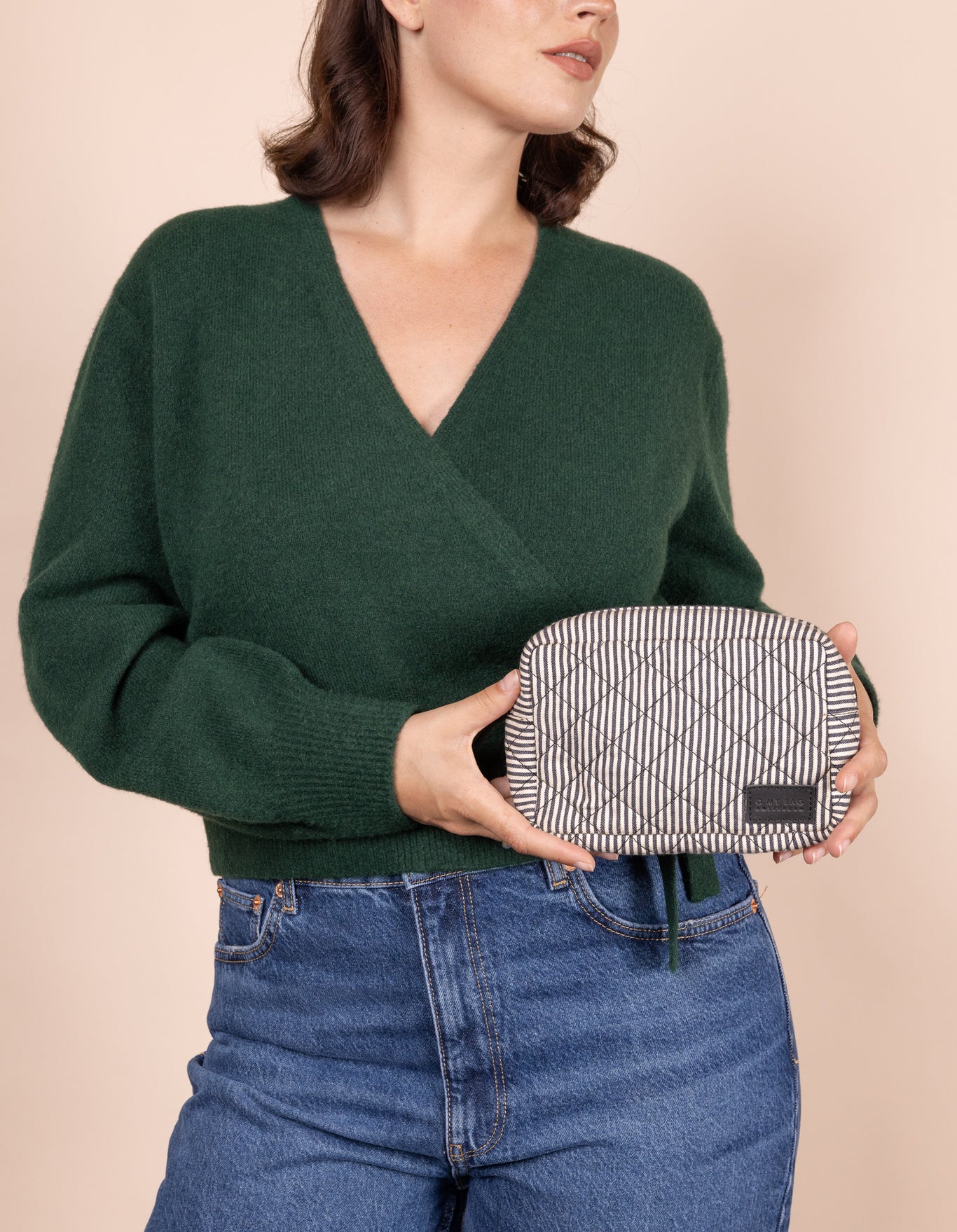 Bella Pouch - Cotton Black Classic Leather