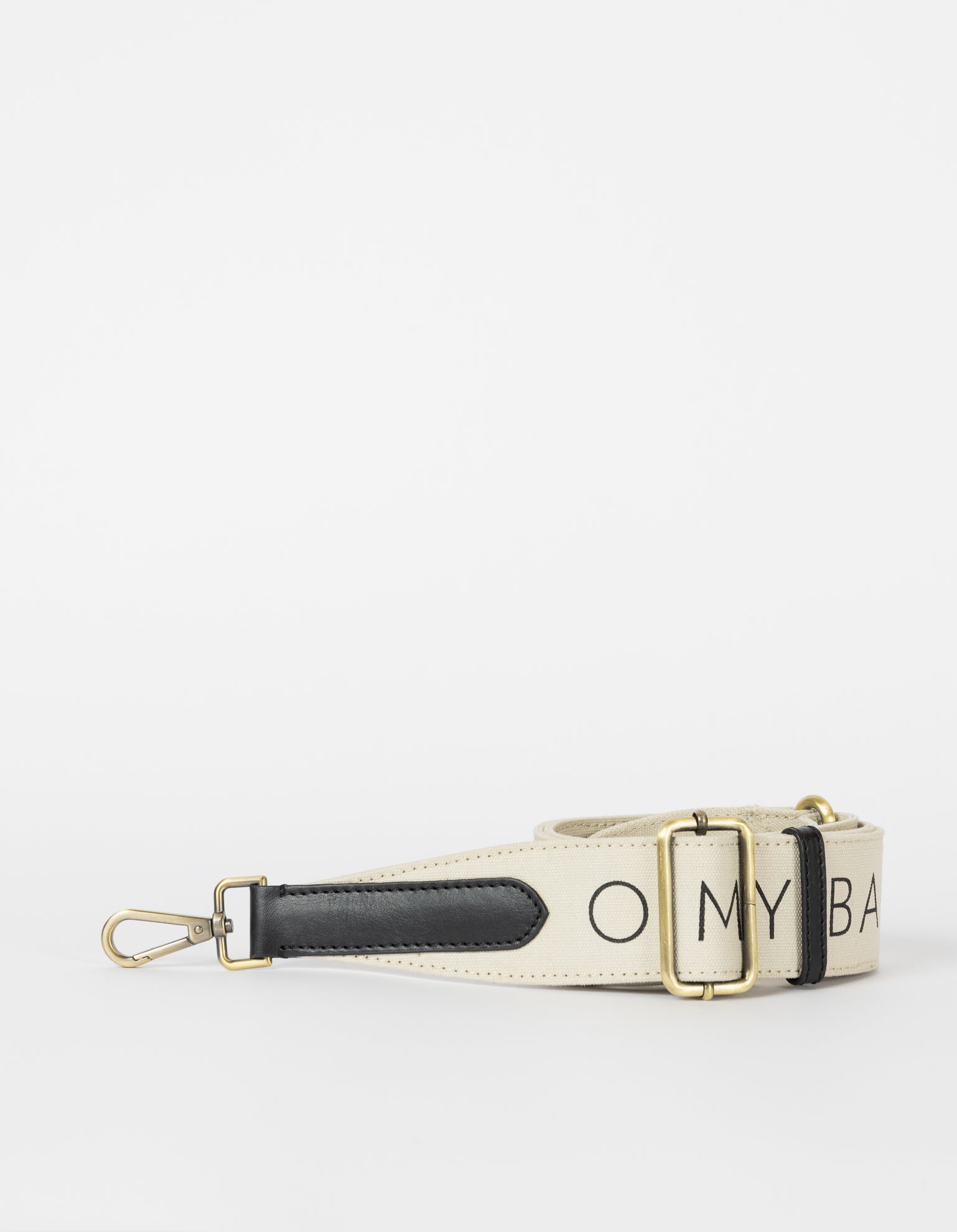 Canvas Logo Strap - White & Black Classic Leather