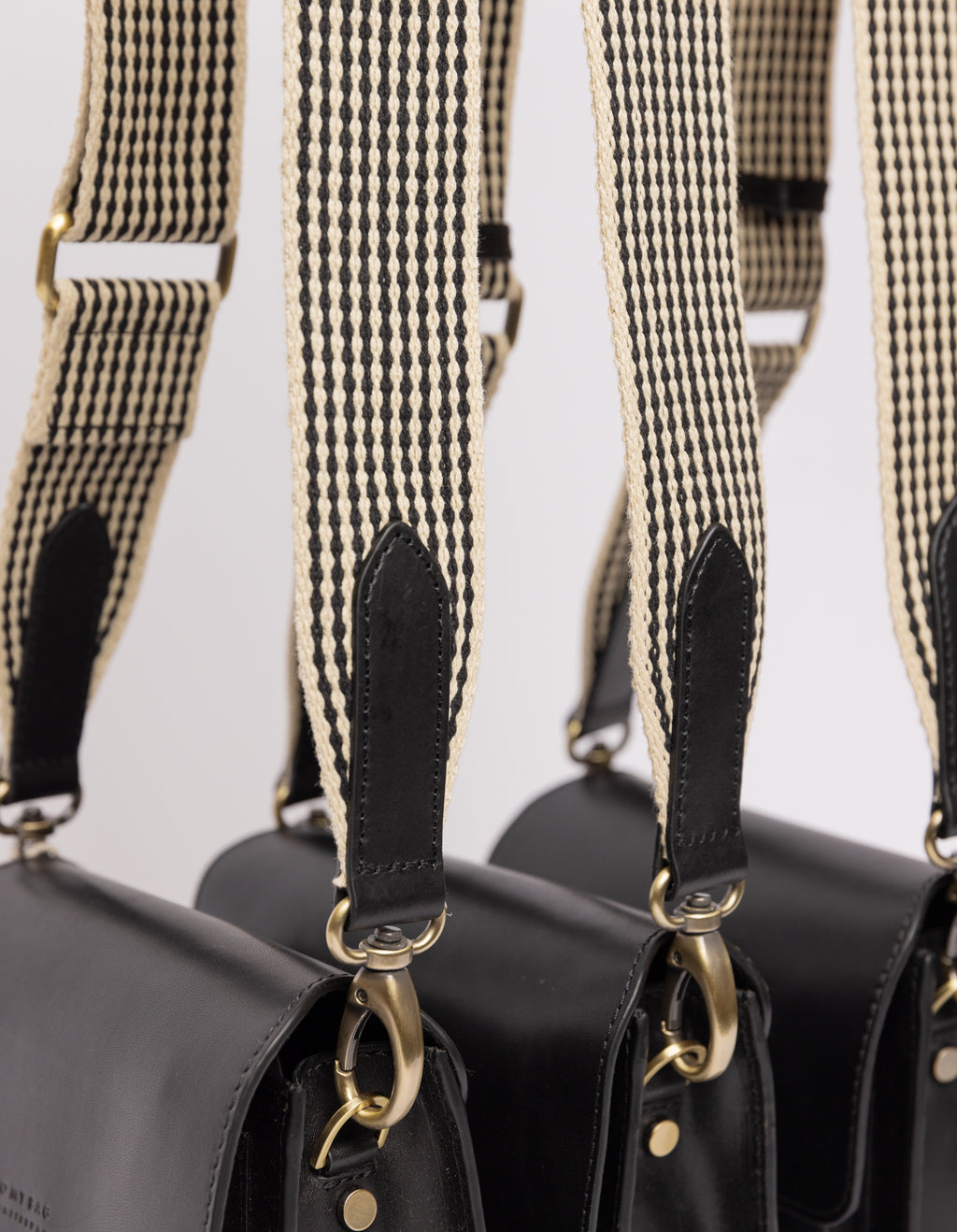 Checkered Webbing Strap - Black Classic Leather