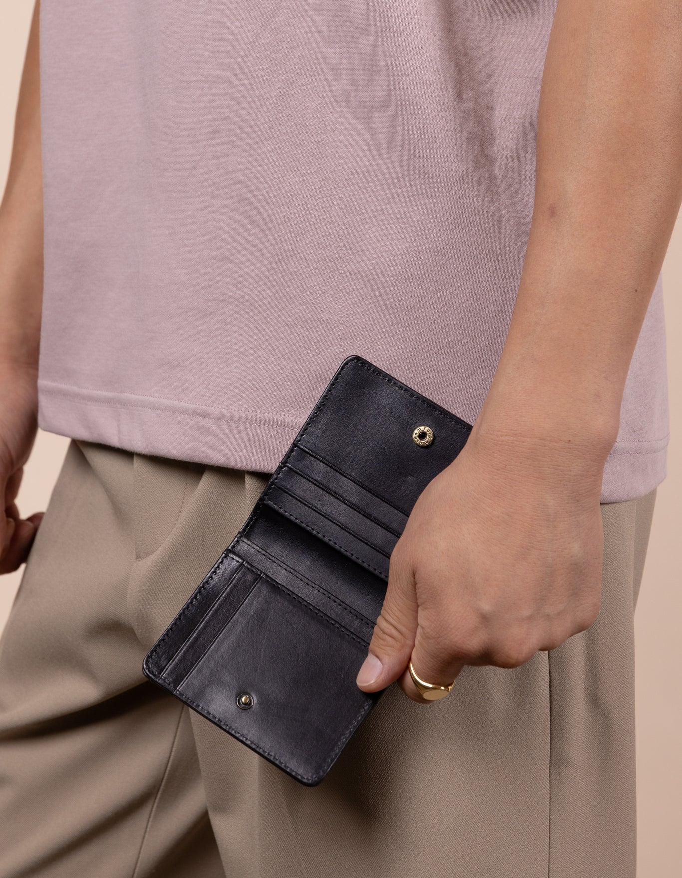 Alex Fold-Over Wallet - Black Classic Leather