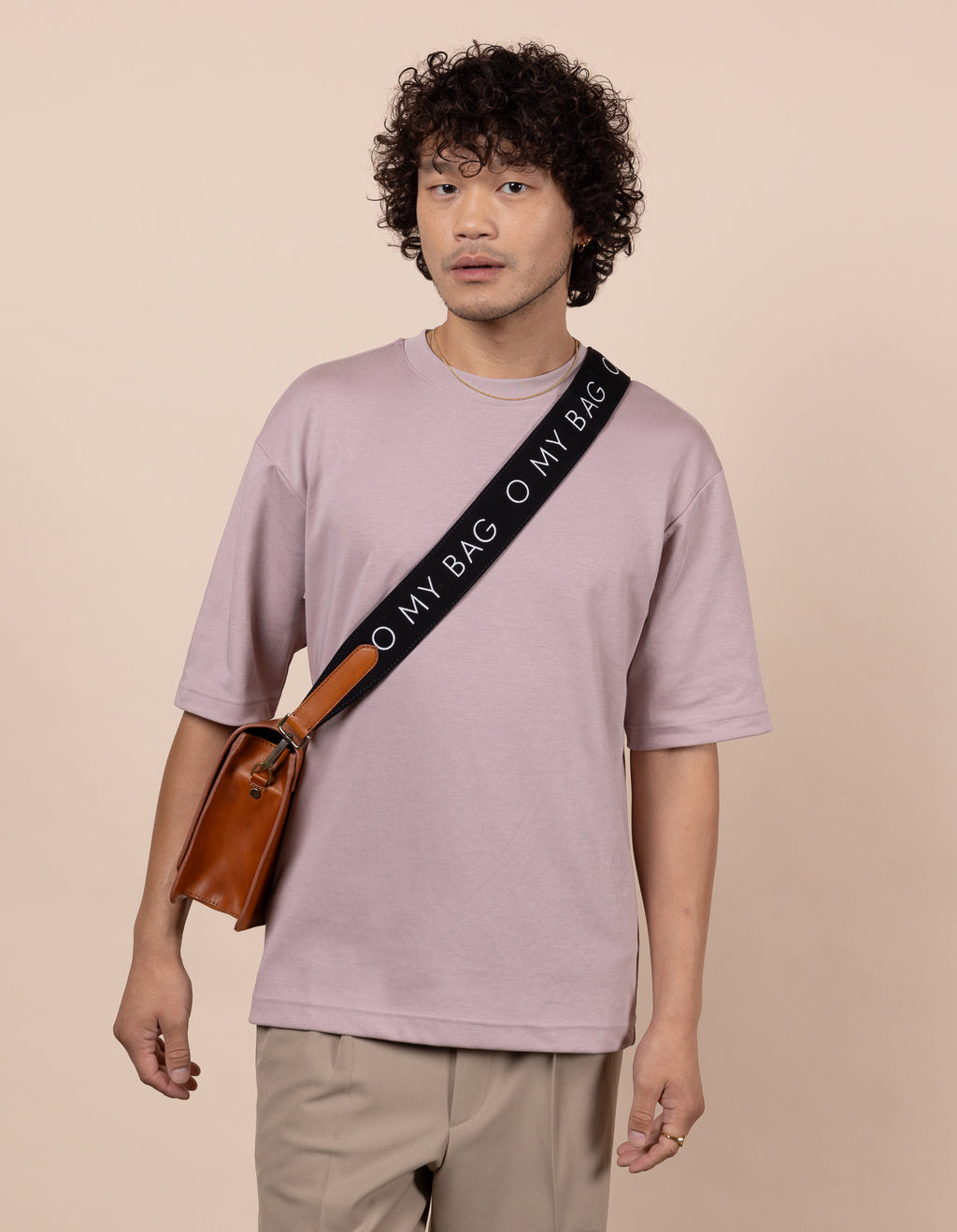Canvas Logo Strap - Black & Cognac Classic Leather
