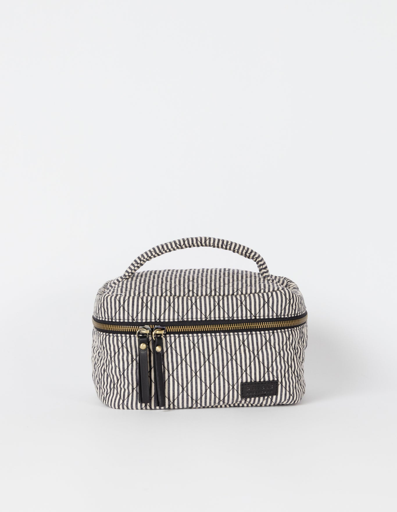 Elise Makeup Bag - Cotton Black Classic Leather