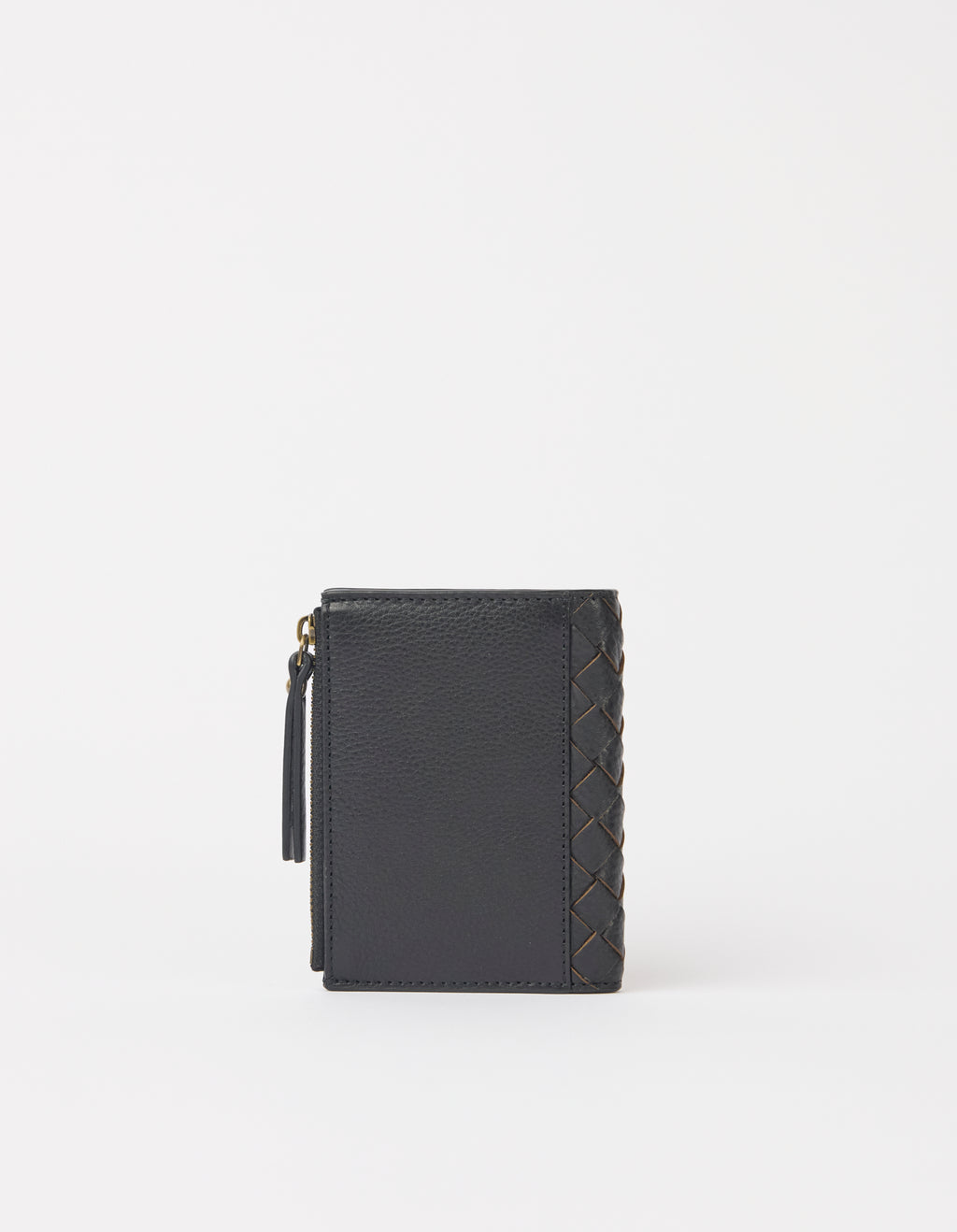 Jamie Wallet Woven - Black Woven Soft Grain Leather