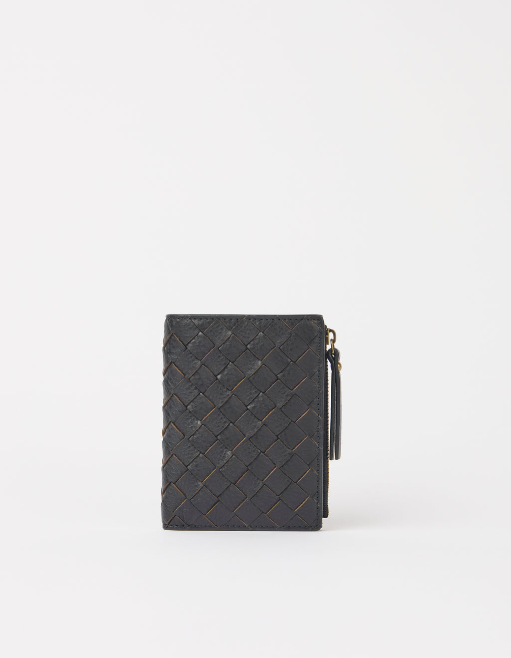 Jamie Wallet Woven - Black Woven Soft Grain Leather