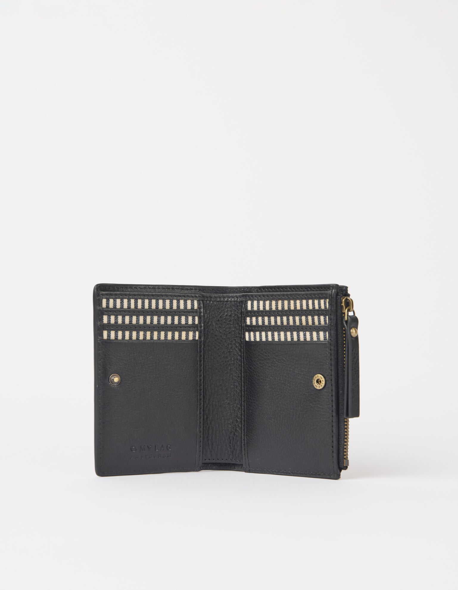 Jamie Wallet Woven - Black Woven Soft Grain Leather