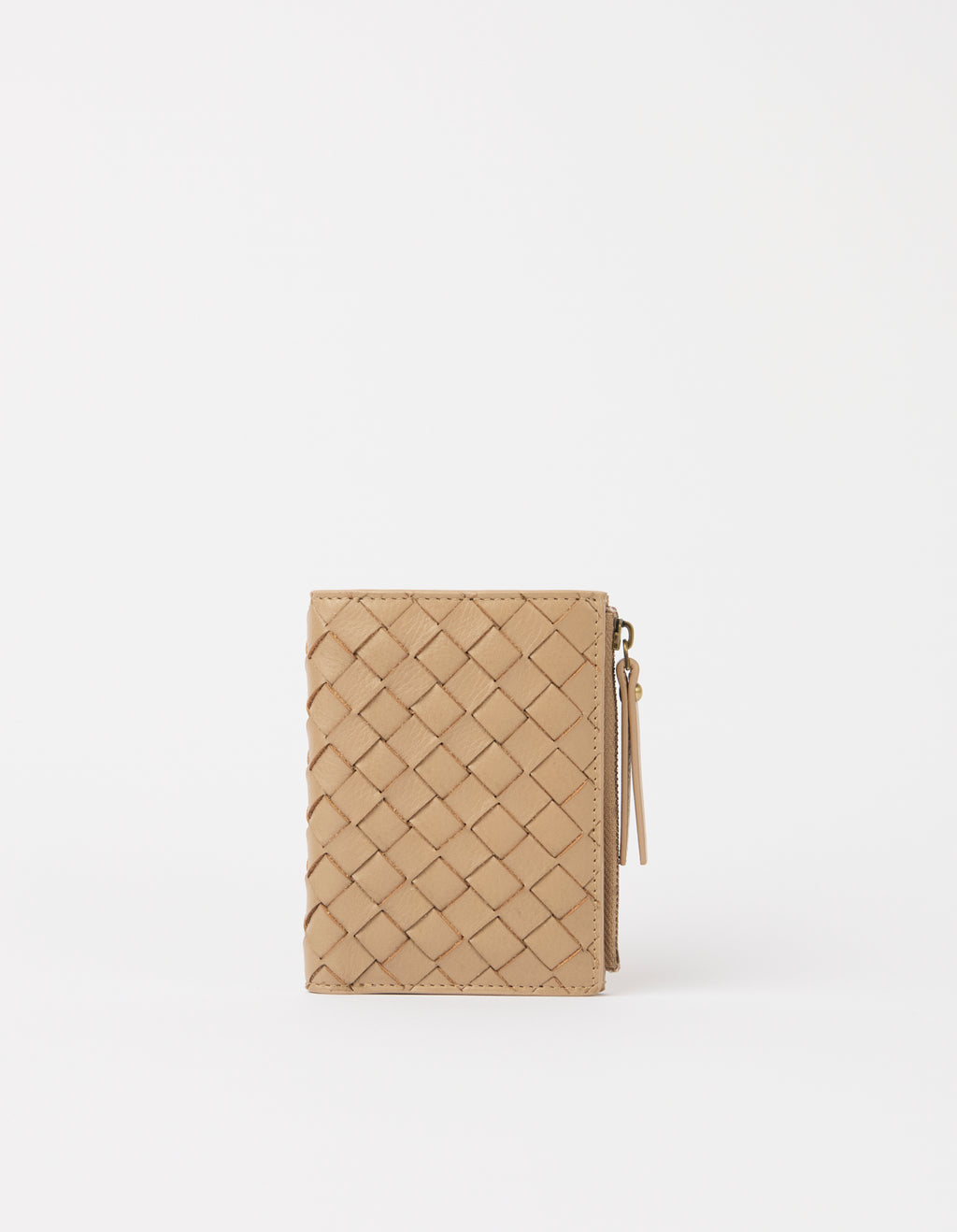 Jamie Wallet Woven - Dark Sand Woven Soft Grain Leather