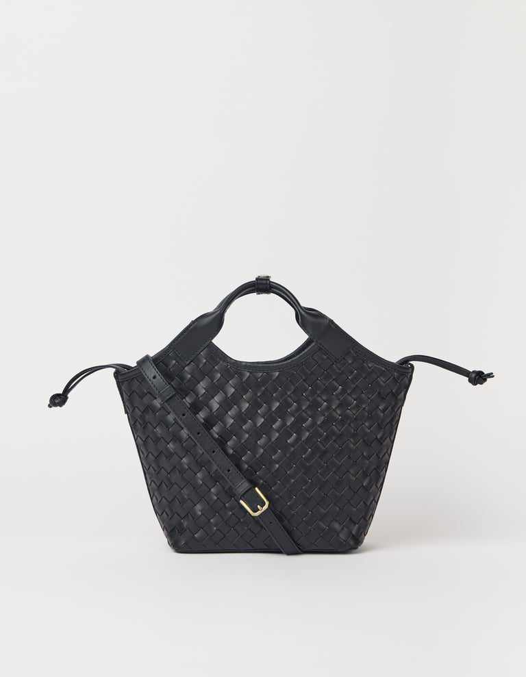 Mara Midi - Black Woven Classic Leather