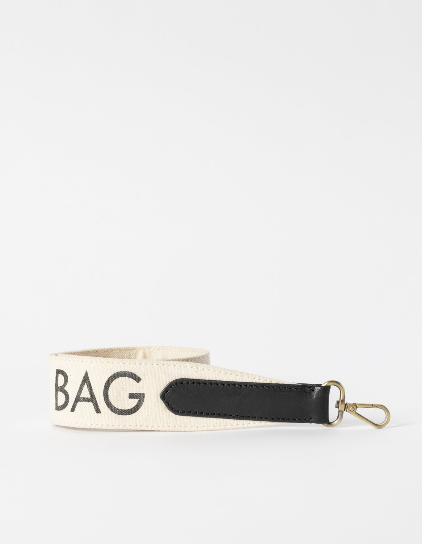 Shoulder Canvas Logo Strap - White & Black Classic Leather