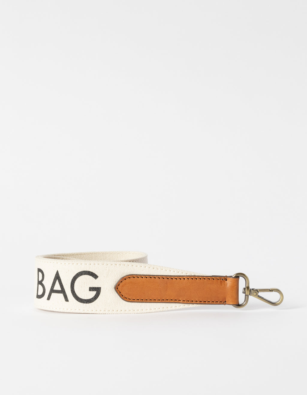Shoulder Canvas Logo Strap - White & Cognac Classic Leather