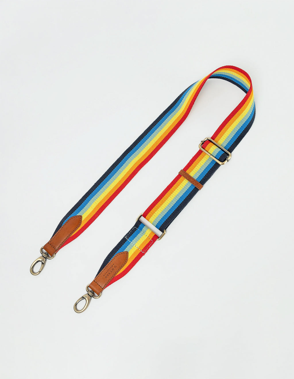 Rainbow Webbing Strap - Multi & Cognac Classic Leather