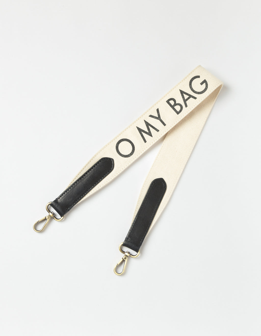 Shoulder Canvas Logo Strap - White & Black Classic Leather