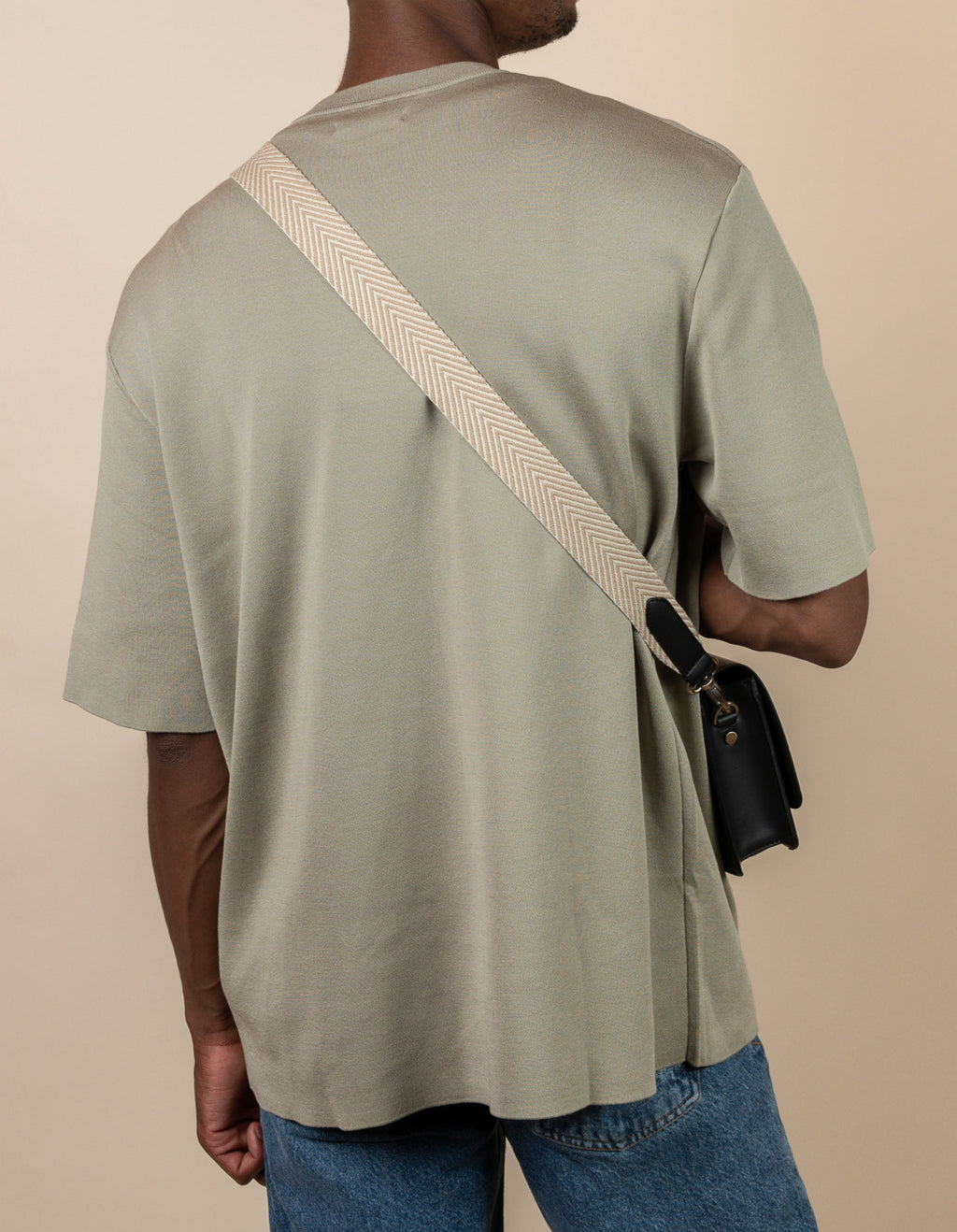 Herringbone Webbing Strap - Sand & Black Vegan Uppeal™